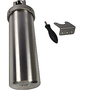 INTBUYING Heavy Duty Water Filter Shell Housing Whole House Water Purification of 304 Stainless Steel-10inch Filter 3/4inch NPT Inlet and Outlet with Bracket and Wrench Pin