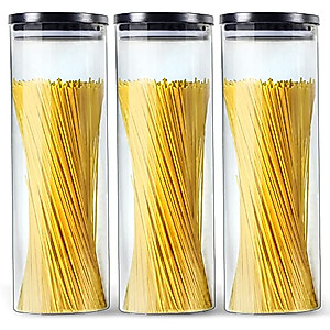EcoEvo Glass Jars with Black lids, Glass Food Storage Containers with Stackable Lids, Glass Food Jars and Canisters Sets, Glass Pantry Jars with Airtight Lids, Glass Storage Jars (6 Pack of 26oz