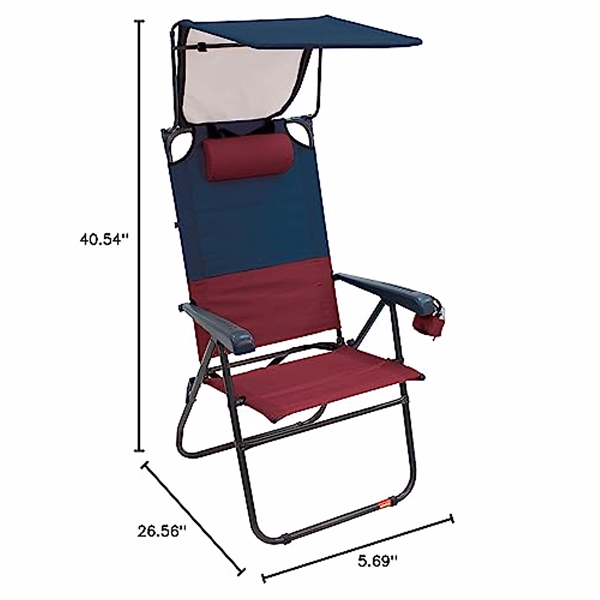Rio Gear Hi-Boy 17" Extended Seat Height Folding Aluminum Canopy Chair - Charcoal/Oxblood