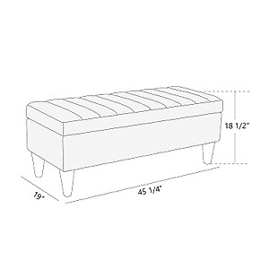 CHITA Channel Tufted Storage Ottoman Bench, Square Fabric Ottoman with Storage for Living Room Bed, Ivory