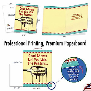 NobleWorks - Birthday with Envelope 8.5 x 11 Inch, Design Greeting Card for Relative Happy Birthday Greetings - Lick Beaters Birthday Mother J9866BMG