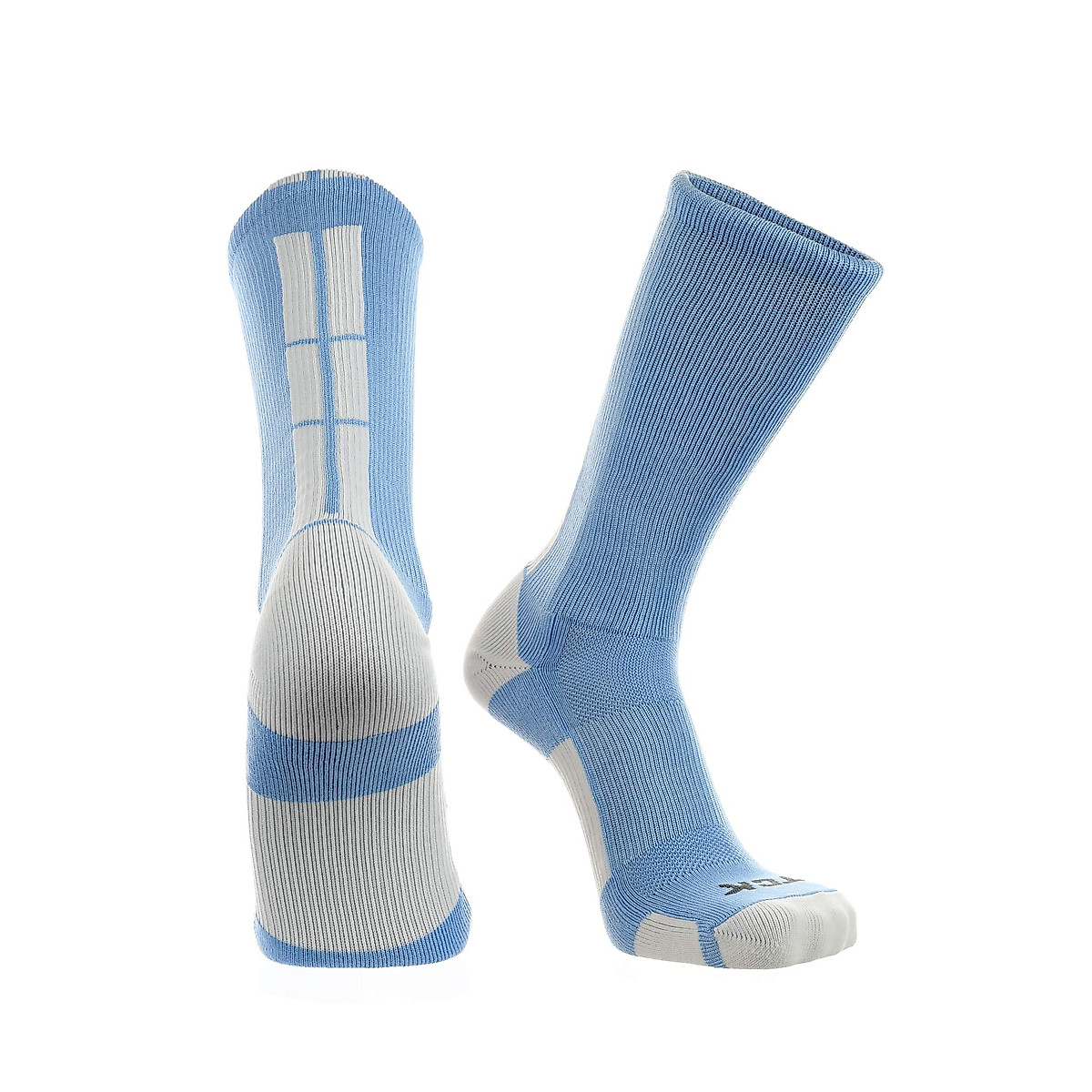 TCK Baseline 3.0 Athletic Crew Socks (Columbia Blue/White, Small)
