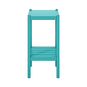 Costaelm Outdoor Side Table, 2-Tier Small Patio Coffee Tables for Outside, Outdoor End Tables for Patio, Adirondack Side Table for Outside, Outside Table for Pool, Porch, Garden, Turquoise