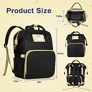 Xexxvre Diaper Bag Backpack,Baby Bag with Insulated Pockets Multifunctional Diaper Bags For Baby Girl Boy Waterproof Baby Bags For Boys Girls Mama Maternity, Travel Large Capacity Bag Black