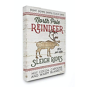 Stupell Industries North Pole Reindeer Wood Texture Holiday Christmas Word Design Canvas, 24 x 30, Multi-Color