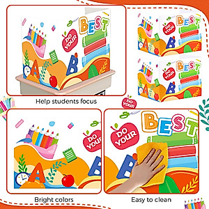 48 Pack Privacy Boards for Students Classroom Shields Cardboard Desk Dividers Trifold Test Privacy Folders Desk Partition Panel with Motivational Messages for Home School Supplies (Stylish Style)