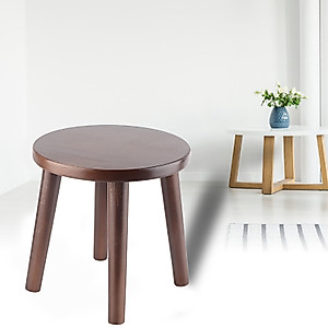 POCREATION Multi Purpose Child Stool, Household Wood Stools, Cute Small Bench, Child Pine Seat, DIY Furniture Stool, Step Stool, for Living Room Bathroom Bedroom Use(Round NutBrown)