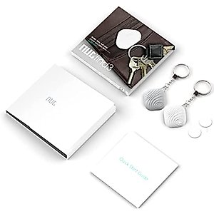 Nutale Key Finder, Bluetooth Tracker Item Locator with Key Chain for Keys Pet Wallets or Backpacks and Tablets, Batteries Include (1 White & 1Gray, 2 Pack)