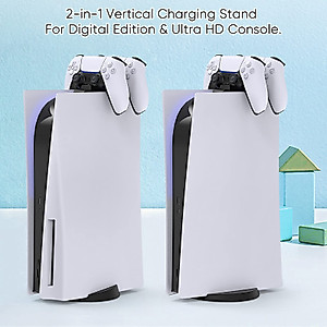 PS5 Charging Station for The Top of PS5 Console, PS5 Controller Charger Station, YUANHOT [Minimalist Design] PS5 Controller Accessories Charging Dock for Playstation 5 DualSense Controller