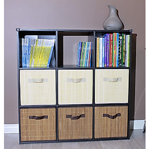 Seta Direct, Brown Natural Bamboo Collapsible Cube Storage Bins Shelf Organizer [3 Pack]