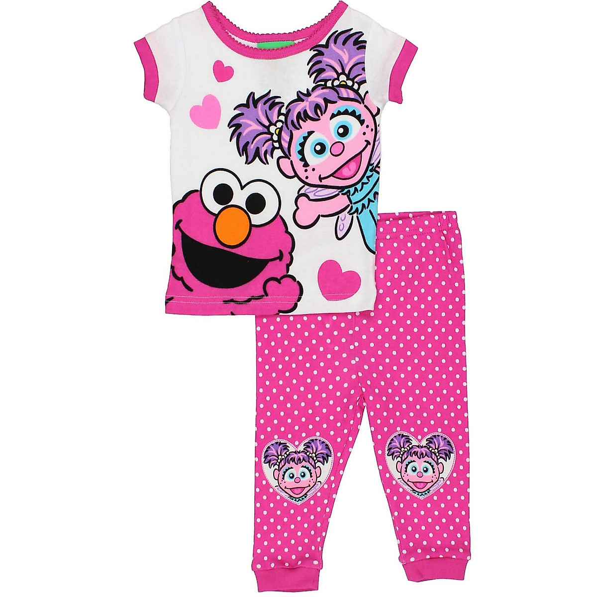 Sesame Street Elmo and Abby Cadabby Toddler Girls Cotton Pajamas Set (3T, Elmo Abby Pink)