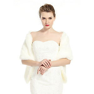 BEAUTELICATE Luxury Bridal Party Evening/Wedding Faux Fur Shawl Wrap Stole