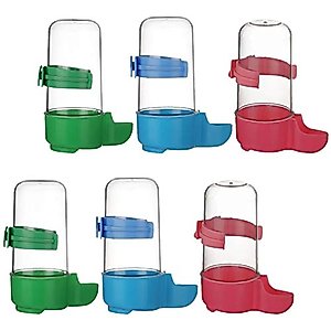 Balacoo 6pcs Automatic Bird Waterer Food Feeder Bird Water Bottle Drinker Food Container Dispenser Hanging Birds Cage for Parrots Budgie (Red Blue Green)