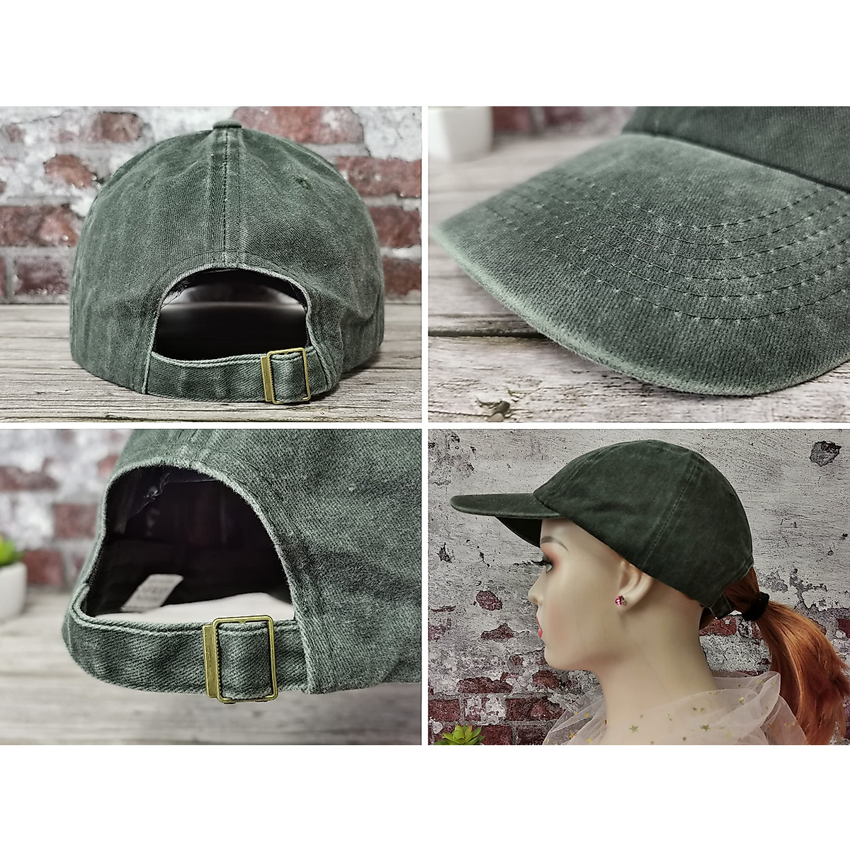 Hepandy Women Want Me Fish Fear Me Embroidered Washed Army Green Baseball Caps for Men, Embroidery Snapback Trucker Hat Adjustable Dad Hats Unisex