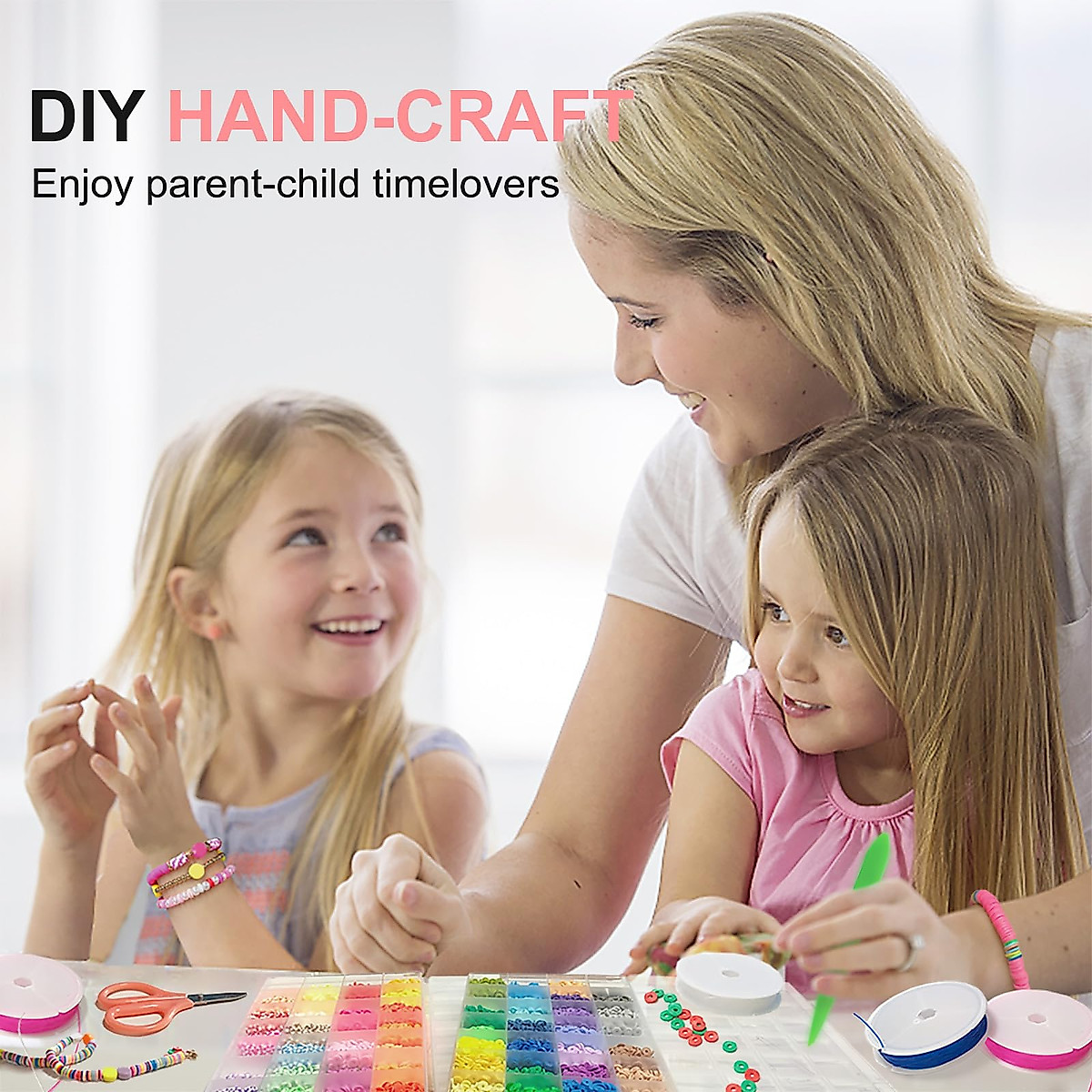 Redtwo 18000 Pcs Clay Beads Bracelet Making Kit, 3 Boxes 64 Colors Flat Polymer Heishi Beads Jewelry Making kit with Gift Pack, Friendship Bracelet Kits for Girls Ages 8-12