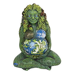 Ebros Gift Millennial Gaia Green Earth Mother Nature Goddess Te Fiti Statue by Oberon Zell in Vivid Colors Home and Garden Decorative Figurine (Miniature 4" Tall)
