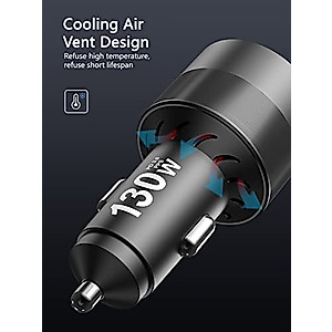 130W USB C Car Charger, PD 100W PPS 45W QC 30W Type C Super Fast Charging LED Cigarette Lighter USB-C Car Adapter for iPhone 13 12 Pro Samsung S22 S21 Ultra Note 20 iPad MacBook Pro Air Laptop