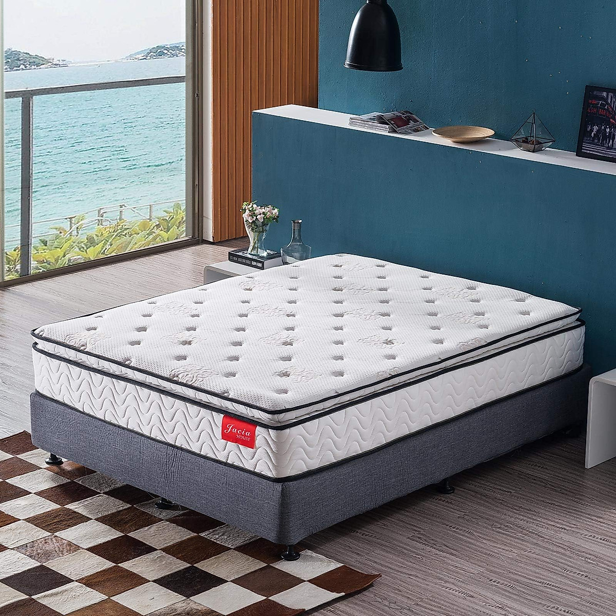 Jacia House Queen Mattress 11.4 Inch Pillow Top Pocket Spring Hybrid Mattress, Memory Foam Innerspring Firm Mattress -Bed in a Bag,Mattress Queen