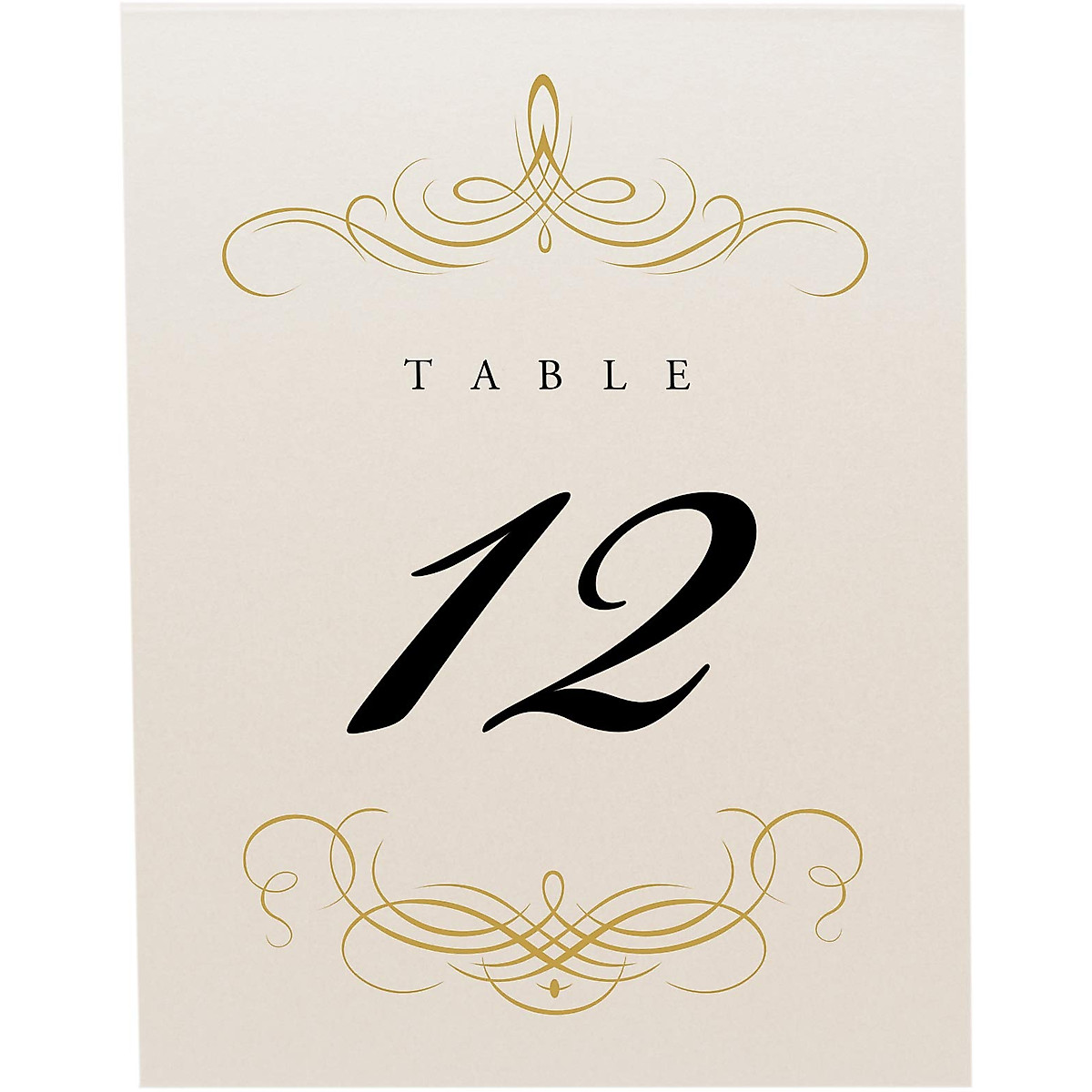 Decadent Flourish Wedding Table Numbers (Select Color/Quantity), Champagne, Gold, 1-20, Double Sided, Tent or Use in a Stand, Great for Parties & Restaurants - Made in the USA