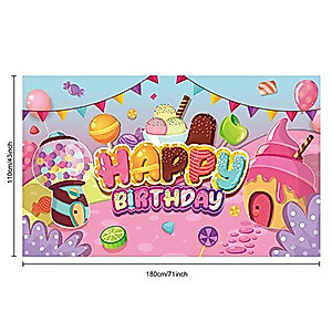 Candyland Birthday Party Decorations Donut Ice Cream Birthday Banner Backdrop Large Sweet Candy Happy Birthday Yard Sign backgroud Candy Themed Birthday Party Indoor Outdoor Car Decorations Supplies