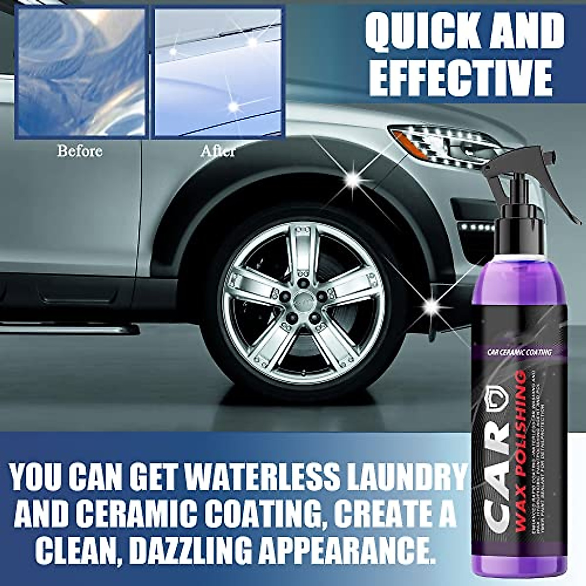 3 in 1 High Protection Quick Car Coating Spray,Car Paint Restorer Wax Polishing Agent with Sponge (100ML)