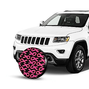 Breast Cancer Awareness Spare Tire Cover Wheel Protectors Weatherproof Wheel Covers Universal Fit for Trailer Rv SUV Truck Camper Travel Accessories 14 Inch in