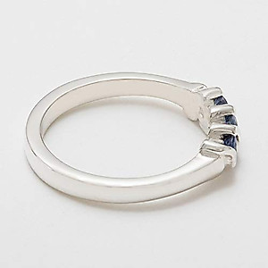 925 Sterling Silver Natural Sapphire Womens Statement Ring - Size 6.75