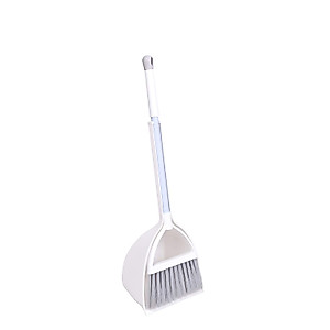Qidiwin Mini Broom and Dustpan, Home Kitchen Sweeping for Kids(White+Gray)