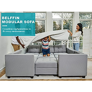 Belffin Armrest Module for Modular Sectional Sofa Couch Side Armrest for Sectional Modular Sofa Fabric Light Grey