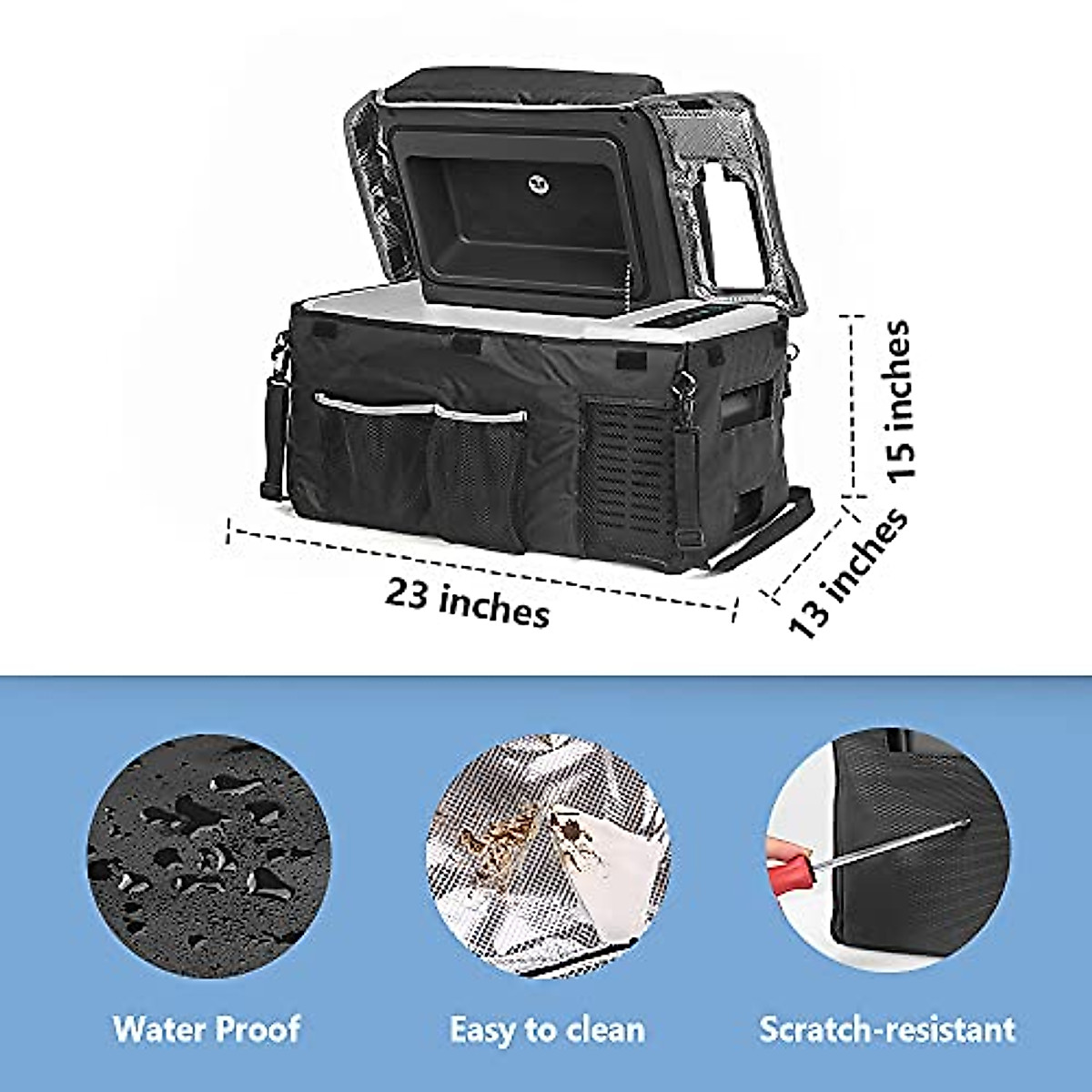 F40C4TMP Insulated Protective Cover Transit Bag for 24 Quart Portable Refrigerator Fridge