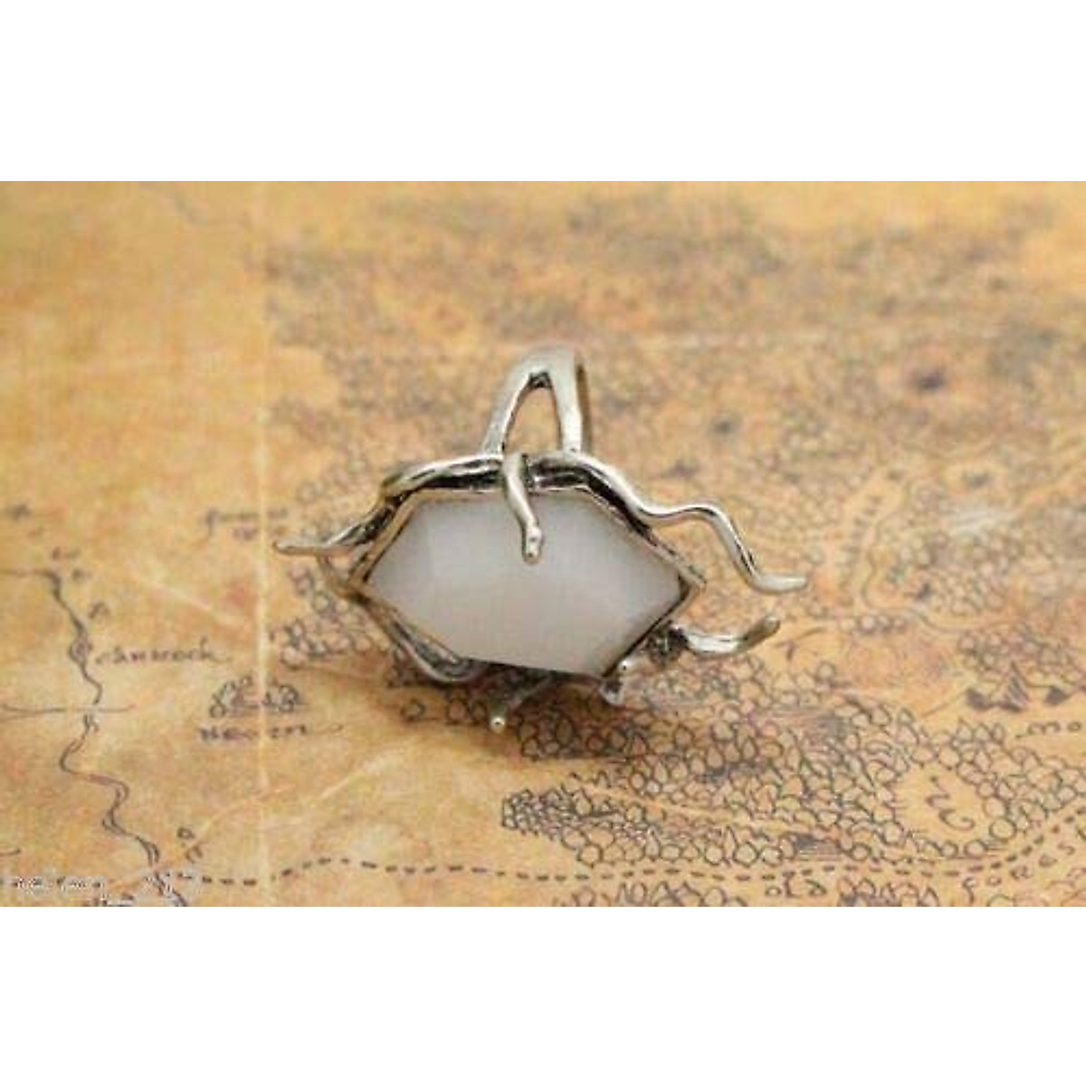 The Hobbit Thranduil ring white stone ring Mirkwood elf King ring LOTR ring (7)