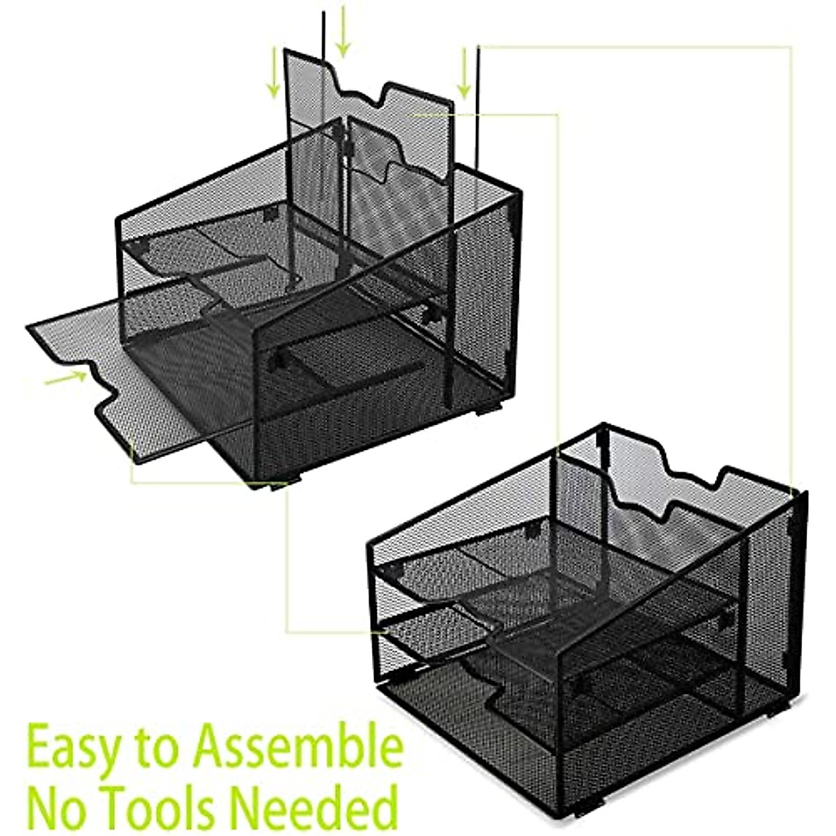 Reliatronic Desk File Organizer with 3 Letter Trays and 1 Vertical Sections, Mesh Letter Tray Paper Organizer for File Holders and Desk Accessories, Black