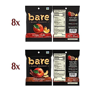 Bare Baked Crunchy, Apples Fuji & Reds and Cinnamon Variety Pack, 0.53 Ounce (Pack of 16)