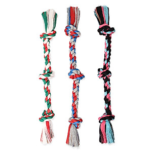 Mammoth Flossy Chews Rope Tug – Premium Cotton-Poly Tug Toy for Dogs – Interactive Rope Toy (Colors May Vary)