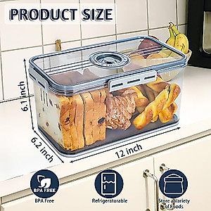 RISICULIS Bread Box for Kitchen Countertop, Airtight Loaf Bread Storage Container, Time Recording Bread Keeper with Lid, Bread Holder Bin for Homemade Bread, Bun, Bagel, Loaf