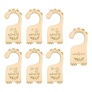 SAVITA 7pcs Wood Closet Dividers, Clothes Size Dividers Baby Cloth Organizers Baby Clothes Sorting Tags for Baby's 7 Periods, Boy Girl Nursery Decor