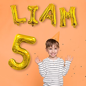 74PCS Gold Birthday Balloon, Number Balloon and Letter Balloon, 32inch 0-9, 2 Set 16inch A-Z & HAPPY BIRTHDAY, DIY Golden Foil Balloons for Wedding Party Decoration Anniversary Celebration Graduation