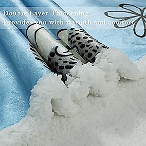 Manerly Sherpa Throw Blankets for Sofa Bed Couch, Magic Fairy Tale Forest wiht Mushrooms and Lanterns Printed Blanket, Soft Cozy Plush Fleece Blankets for Kids Adults Gift, 50"x60"