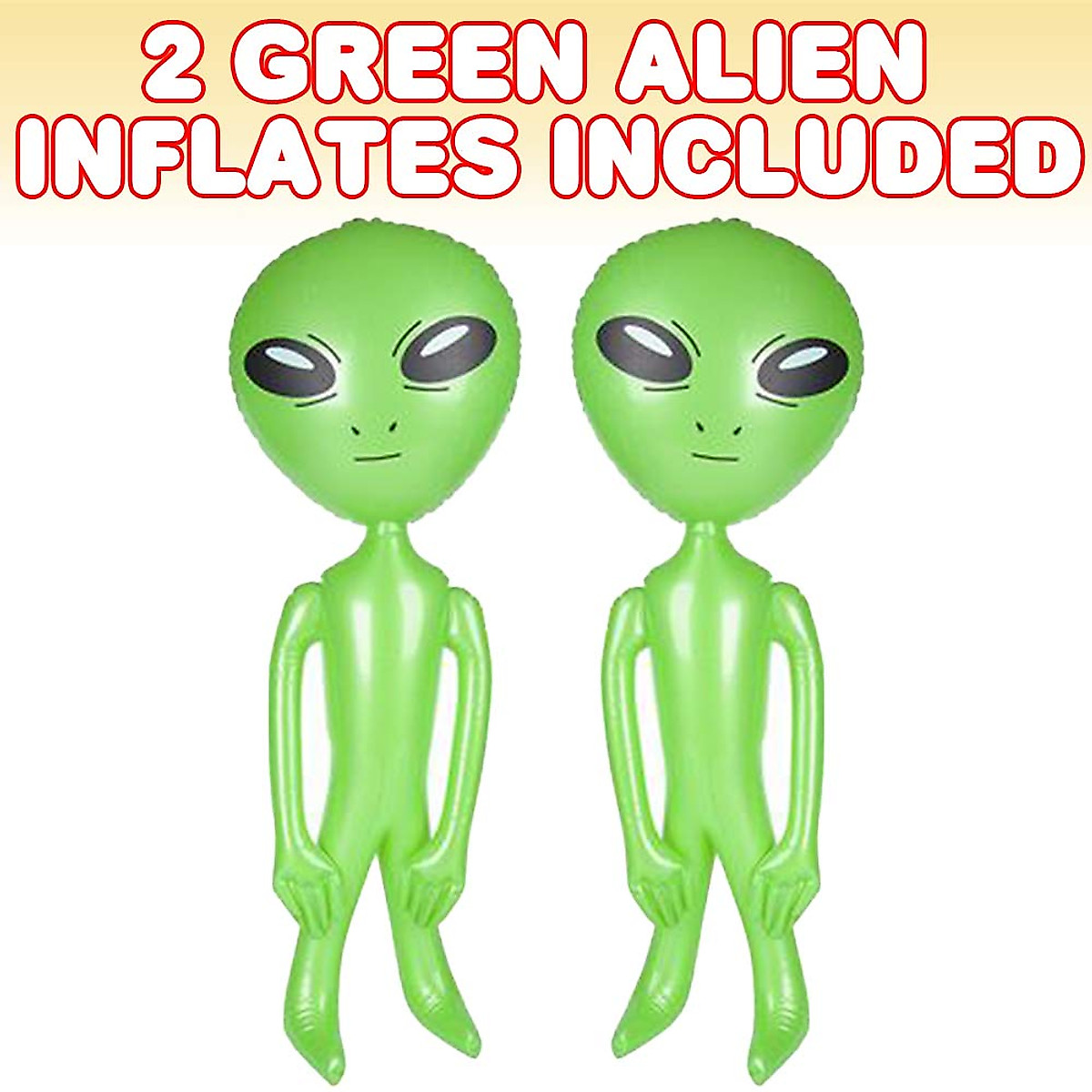 ArtCreativity Green Alien Inflates, Set of 2, Outer Space Decorations, 34 Inch Alien Inflatable Toys, Galactic Birthday Party Favors, Swimming Pool Toys for Kids, Alien Decorations for Kids’ Rooms