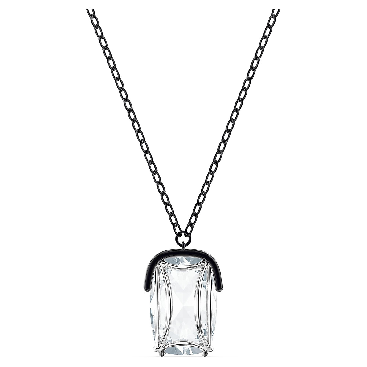 SWAROVSKI Harmonia Pendant Necklace, Large Clear Cushion-Cut Crystal with a Long Mixed Metal Chain, Part of The Harmonia Collection