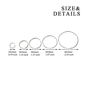 YFN Large Hoop Earrings Sterling Silver Polished Round Circle Endless Earrings Diameter 50mm