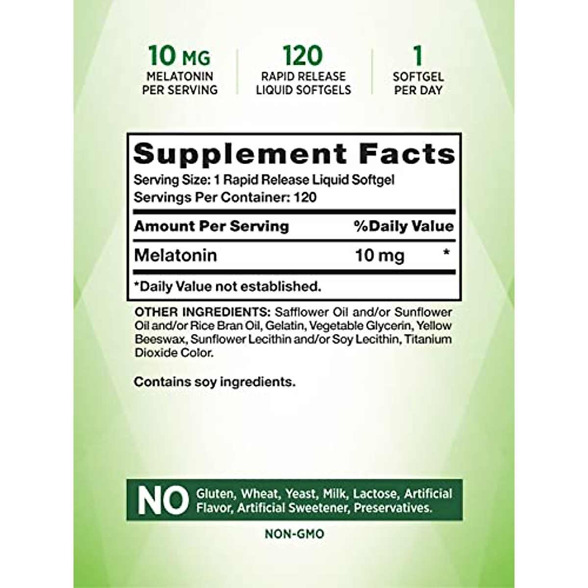 Melatonin 10mg | Quick Release Softgel Capsules | 120 Count | Non-GMO & Gluten Free Supplement | by Nature's Truth