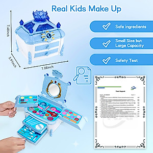 Kids Makeup Kit for Girl, Babbyo Upgrade 50 pcs Kids Make up Kit, Safety Tested Real Washable Make Up Toy Set with Portable Box, Prentent Play Make Up for Girls Birthday Present Toys