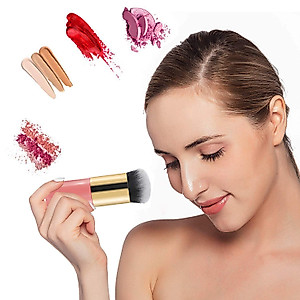 2 Pieces Foundation Brush, Chubby Makeup Brush, Suit For Blending Liquid, Cream or Flawless Powder Cosmetics(Golden & Pink)