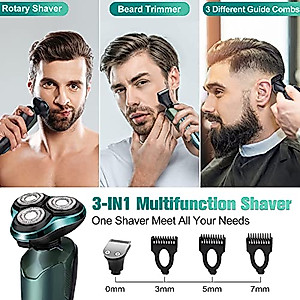 Electric Razor for Men, 2023 Men’s Electric Shavers Rotary LED Display/Waterproof/Rechargeable, Electric Shaver for Men Cordless Floating Head Replaceable Blades Portable Travel Razor Idea Gift