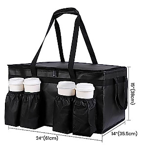 musbus Insulated Food Delivery Bag with Cup Holders/Drink Carriers Premium XXL, Great for Beverages, Grocery, Pizza, Commercial Quality Hot and Cold