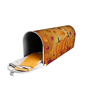 Fall Mailbox Cover Pumpkin Leaf Thanksgiving Boxes Autumn Standard Size 18" X 21" Mailbox Wraps Post Letter Box Cover Garden Decorations Outdoor