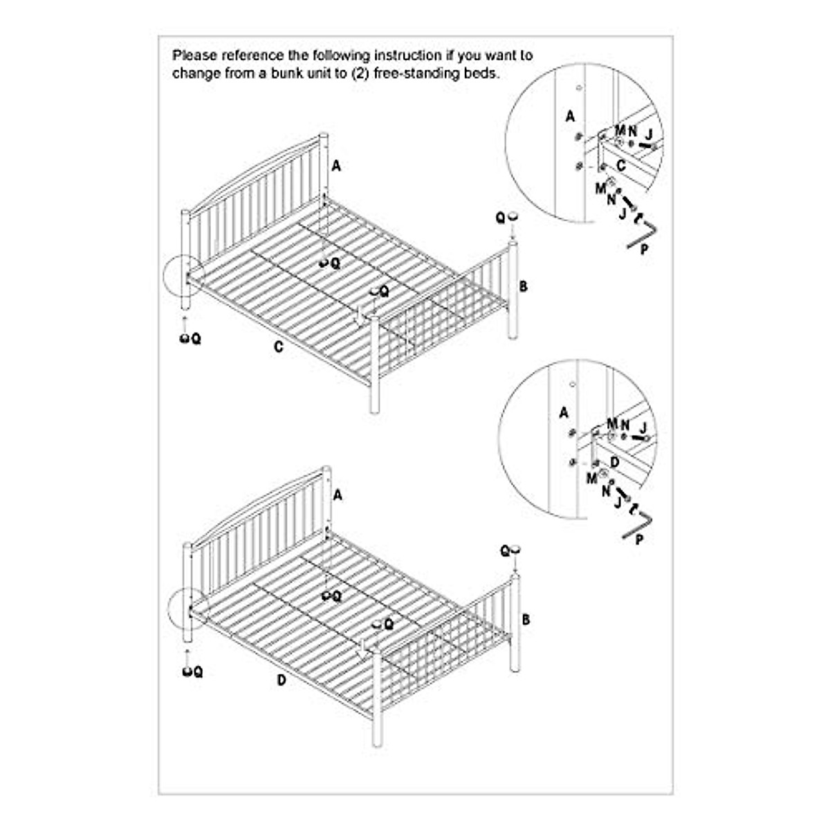 Powell Heavy Metal Bunk Bed, Full Over Full, Pewter