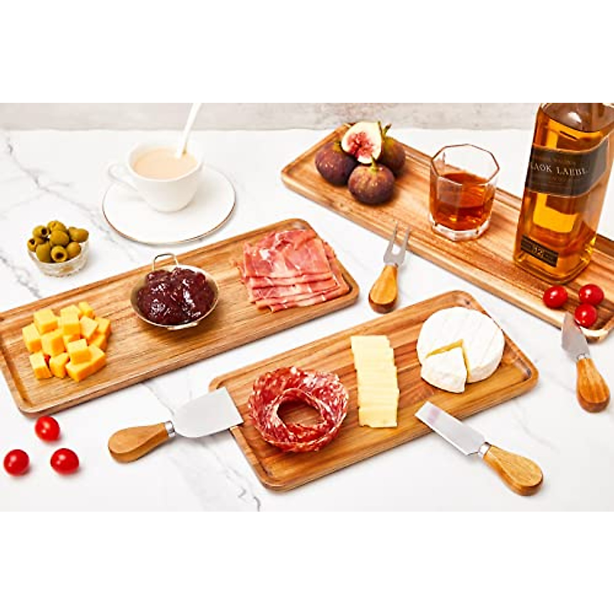 Noriginalic 3 Tier Serving Tray Acacia Wood Serving Tray for Party Charcuterie Boards Fruit Bowl Cupcake Stand