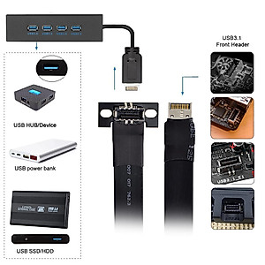 chenyang USB 3.2 Gen 2 USB 3.1 Type-E Front Panel Socket Motherboard Header Extension Cable 50cm
